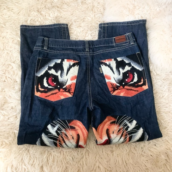 Parish Nation | Jeans | Parish Nation Tiger Print Blue Denim Jeans 4 ...